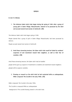 B Unit 10 Witches The infamous Salem witch trials began during the ...